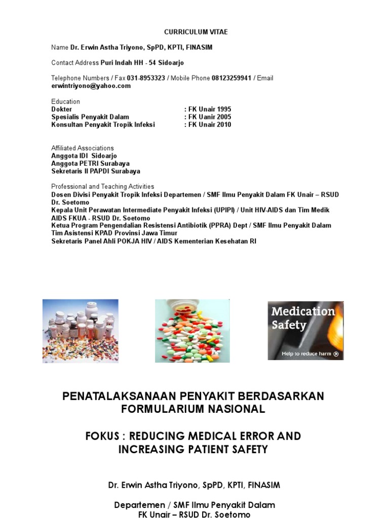 Dr. Erwin Astha Triyono's CV | PDF | Medical Error | Patient Safety