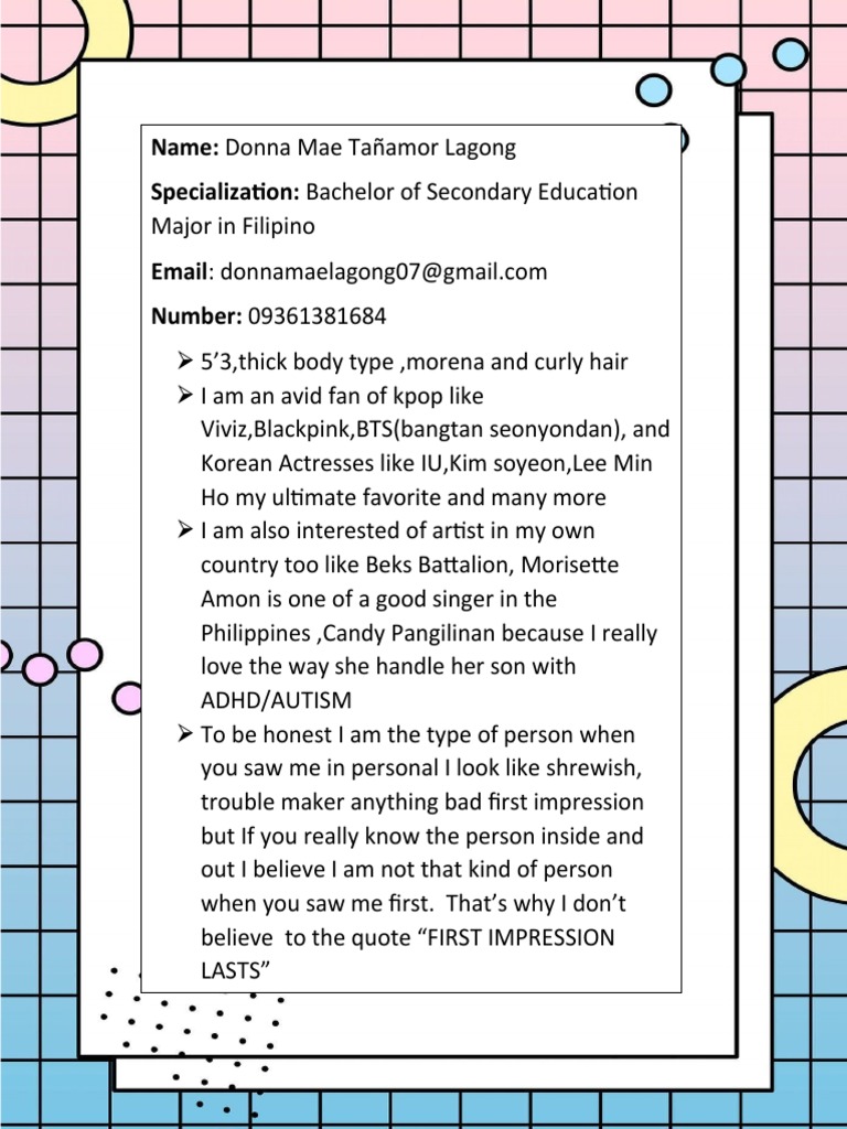 Personal E-Portfolio Outline (Requirement 1 of 2) | PDF
