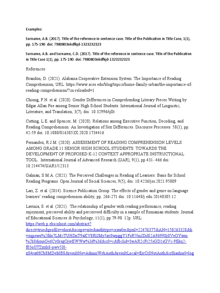 References g12 | PDF | Reading Comprehension | Cognitive Science