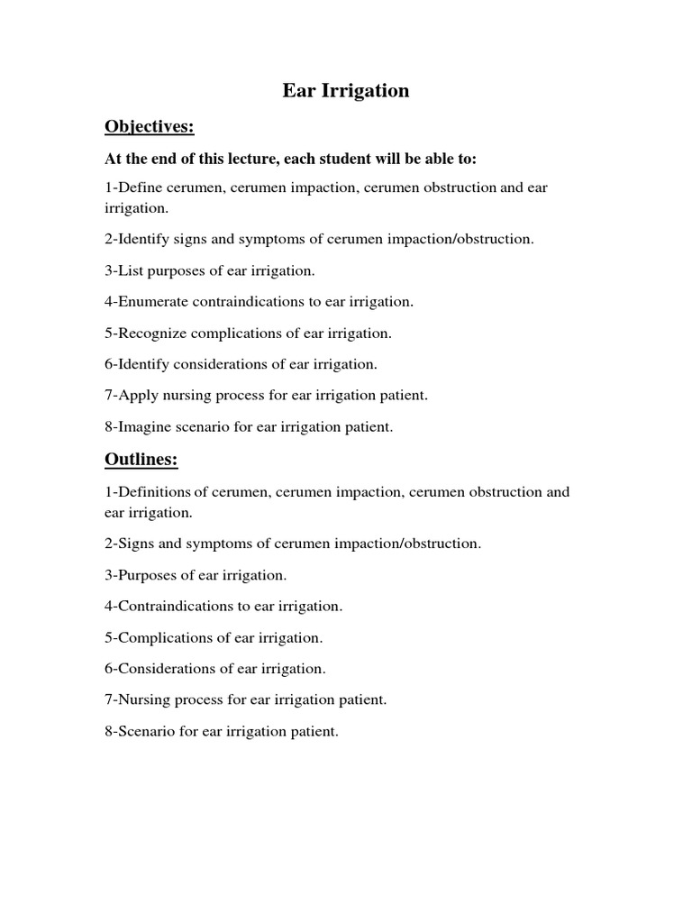 Ear Irrigation | PDF | Ear | Medical Specialties