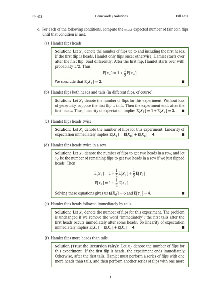 f22 hw4 Sol | PDF | Expected Value | Mathematical Logic