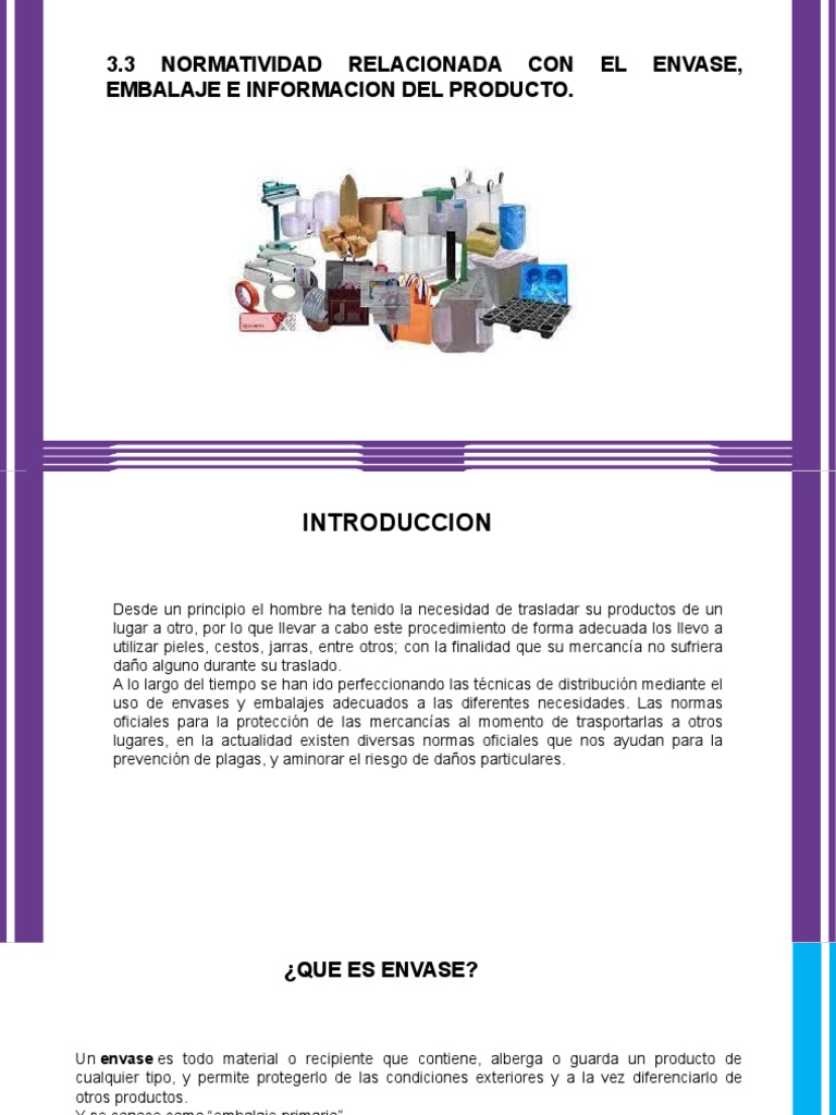 3.3 Normatividad Relacionada Con El Envase, Embalaje e Informacion Del Producto. | PDF ...