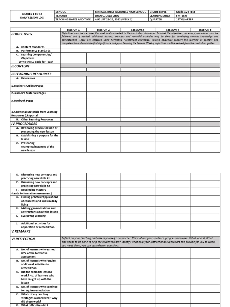 DLL Template | Download Free PDF | Teaching Method | Learning