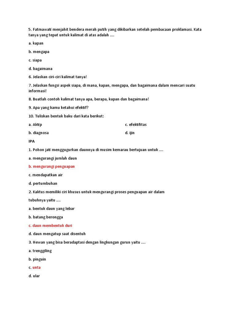 Latihan Soal Tema 2 | PDF