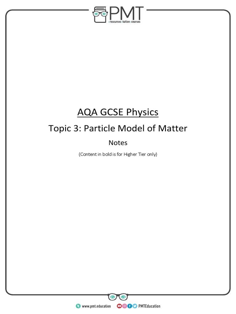 Particle Model of Matter-Summary Notes | PDF | Gases | Latent Heat Particle Model of Matter-Summary Notes | PDF | Gases | Latent Heat