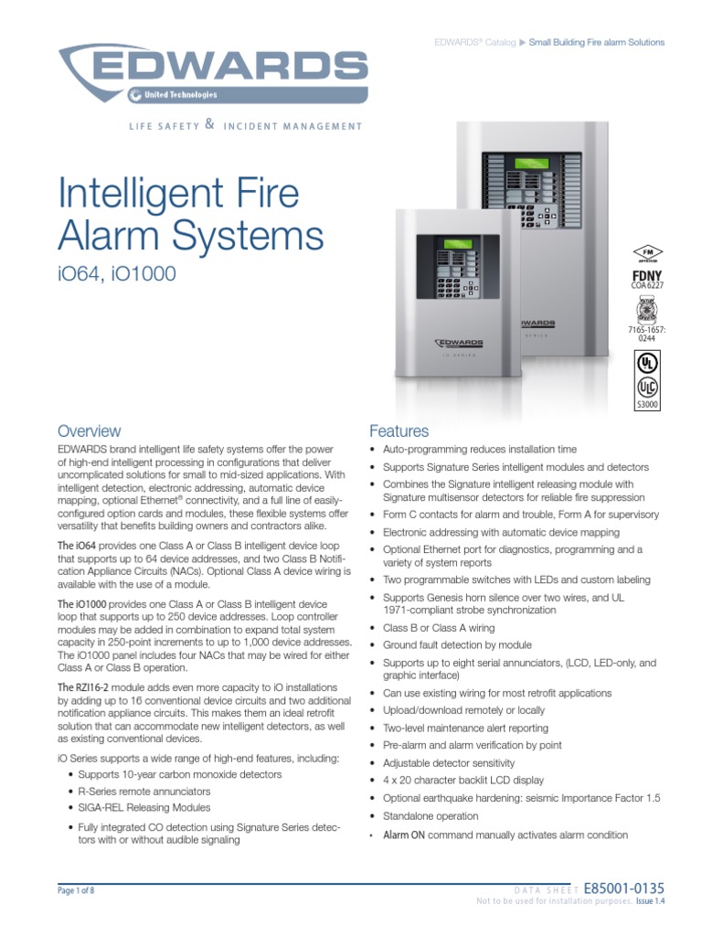 Ficha Tecnica - Io Series Intelligent Fire Alarm Systems | PDF ...
