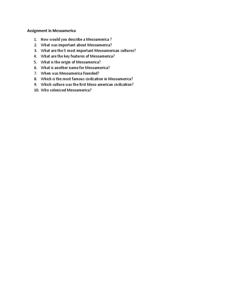 Assignment in Mesoamerica | PDF