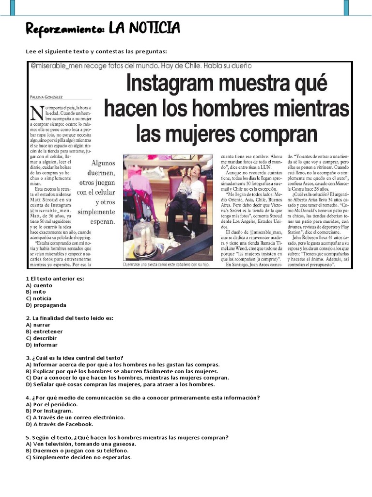 Comprension Lectora NOTICIA | PDF | Lingüística