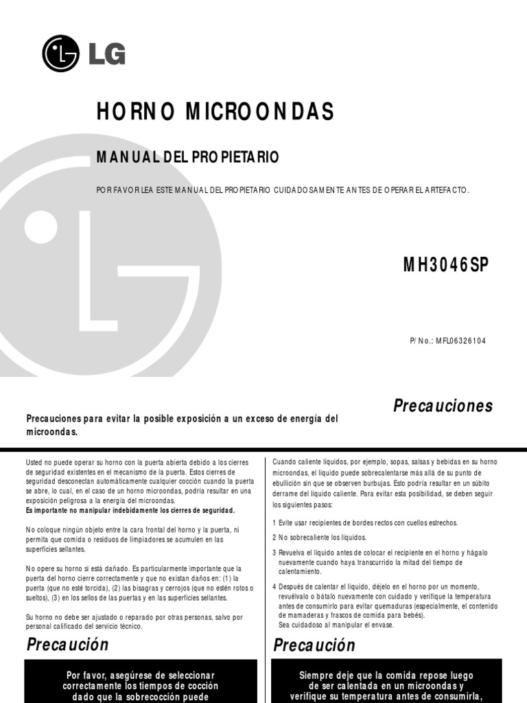 LG Mh3046sp Manual de Usuario | PDF | Alimentos | Panes