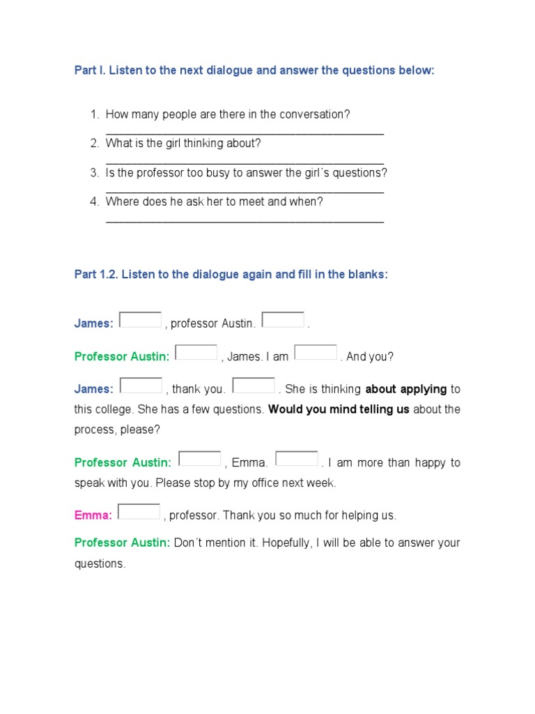 Activity - Listening - Dialogues 1 and 2 | PDF