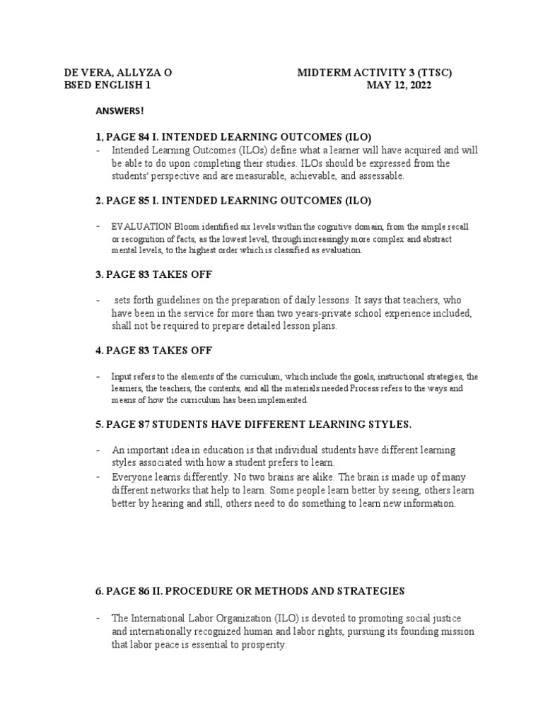 Midterm Activity 3 TTSC | PDF | Curriculum | Instructional Design