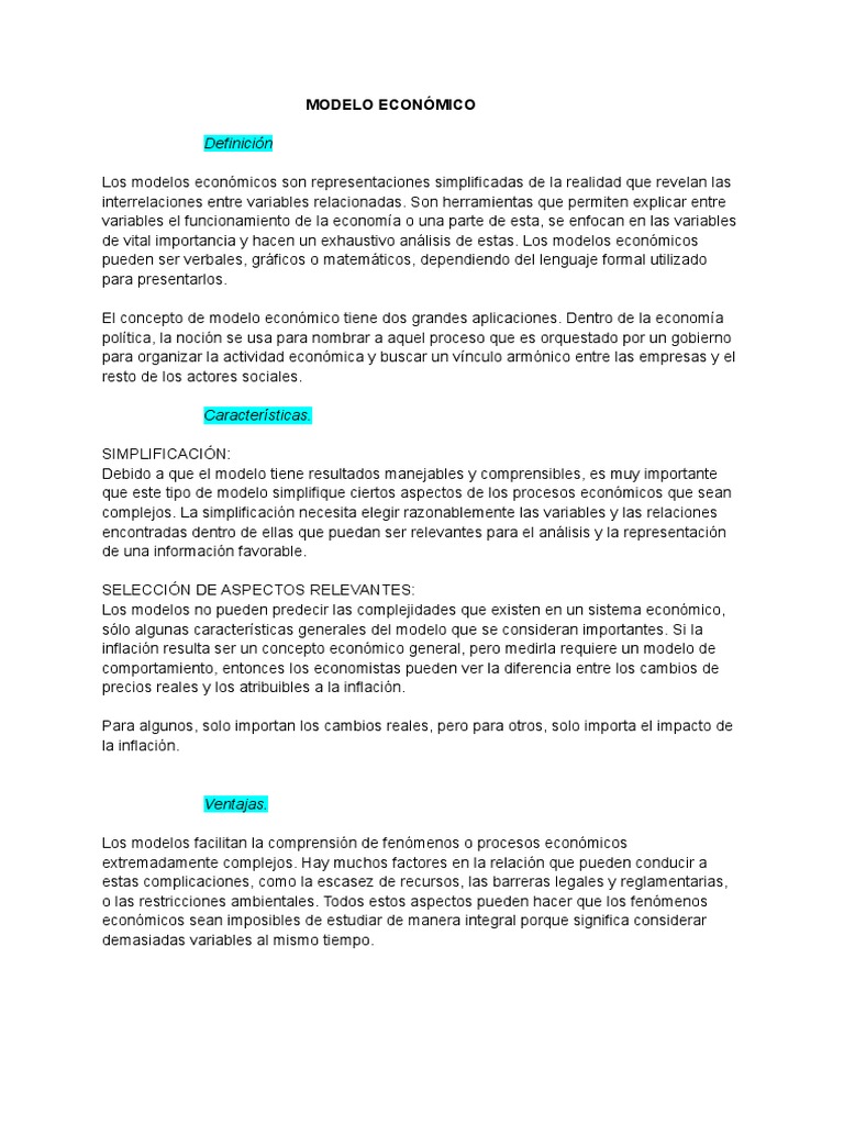 Comprendiendo los modelos económicos: su definición, características ...