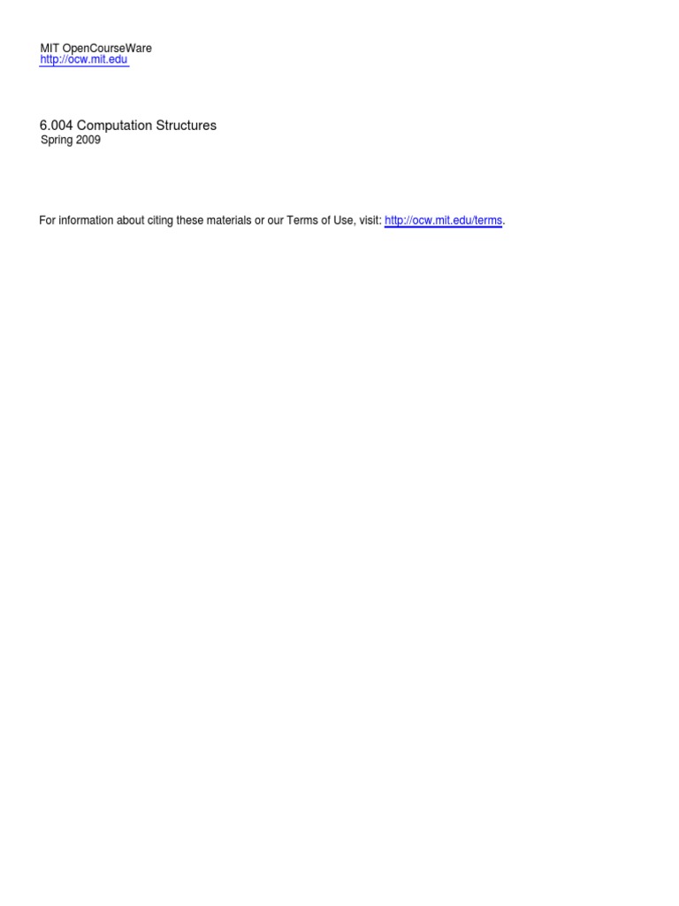 MIT OpenCourseWare - 6.004 Computation Structures - Gates and Boolean ...