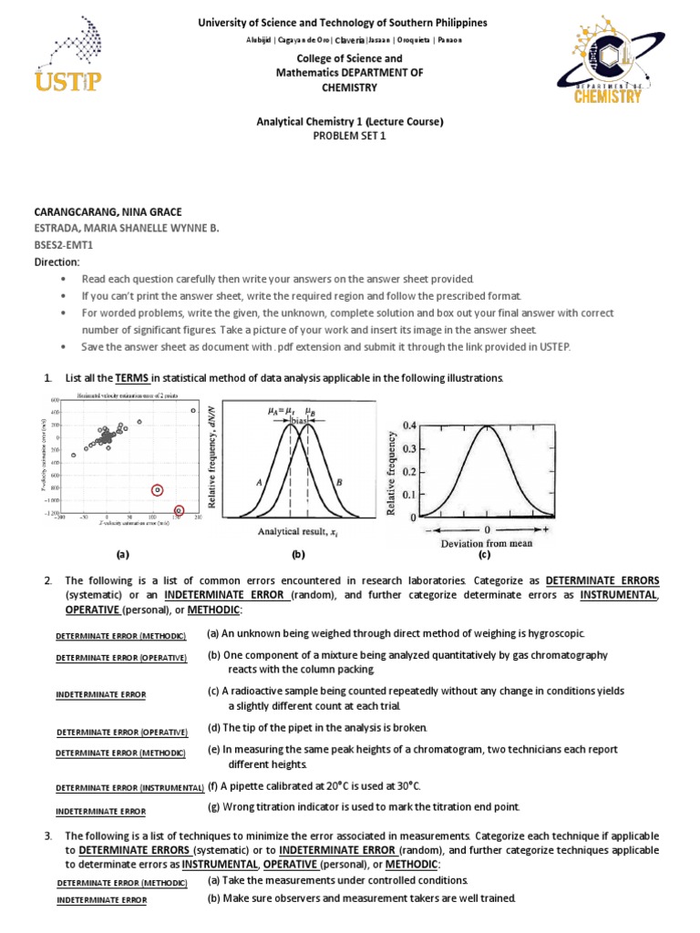 Lecture Problem Set 1-Chem203 | PDF | Chromatography | Data Analysis
