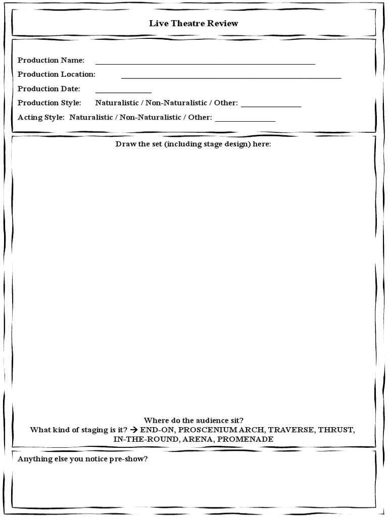 Live Theatre Review - Notes Sheet | PDF | Theatre | Performing Arts