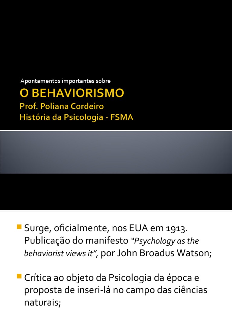 O Behaviorismo Radical | PDF | Behaviorismo | Comportamento