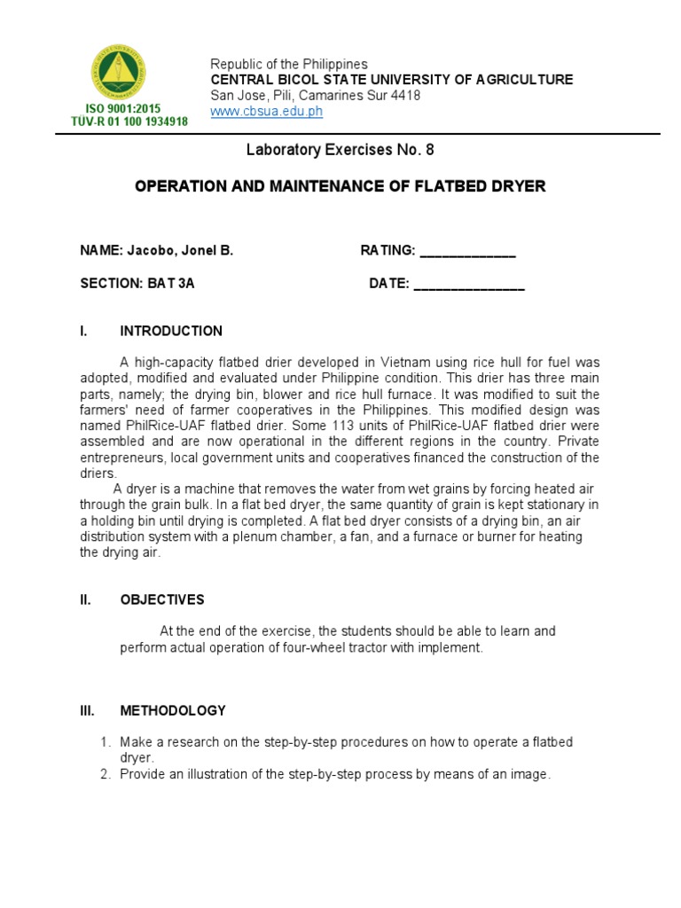 AEN 4 Laboratory Exercise 8 | PDF | Clothes Dryer | Mechanical Engineering