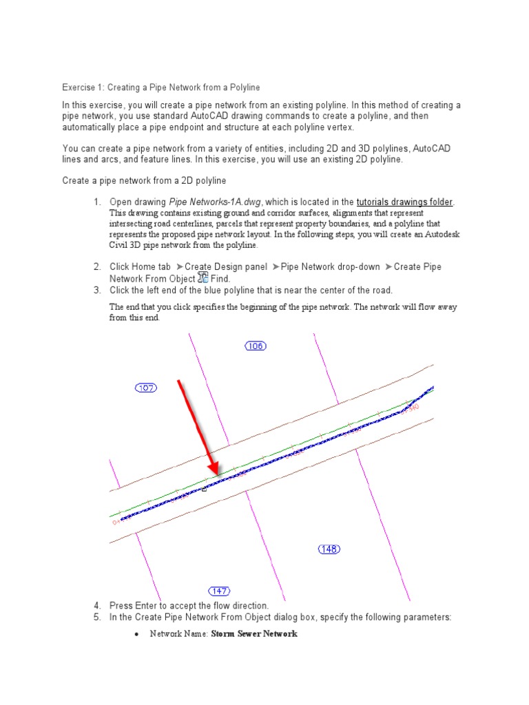 Pipe Network by Polyline | PDF | Auto Cad | System Software