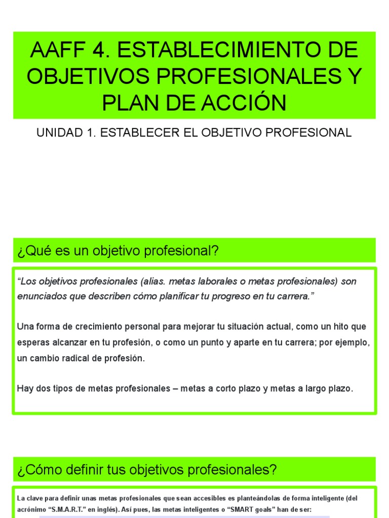 Define tus Metas Profesionales SMART | PDF