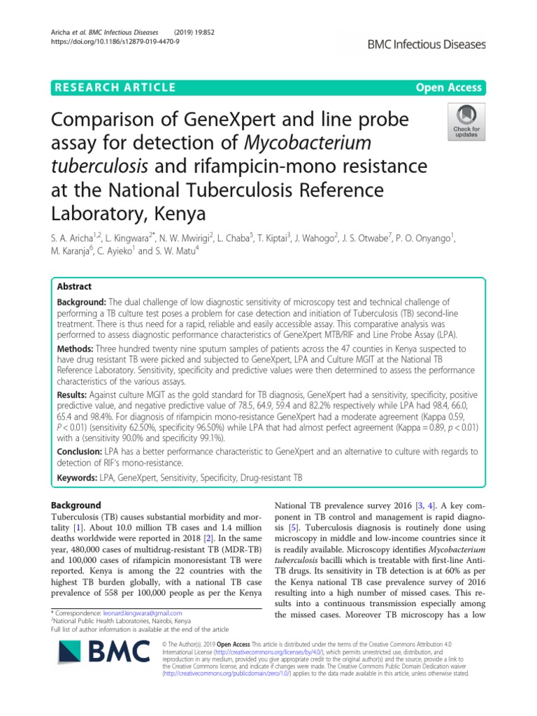Comparison of Gene-Xpert and Line Probe Assay For Detection of ...