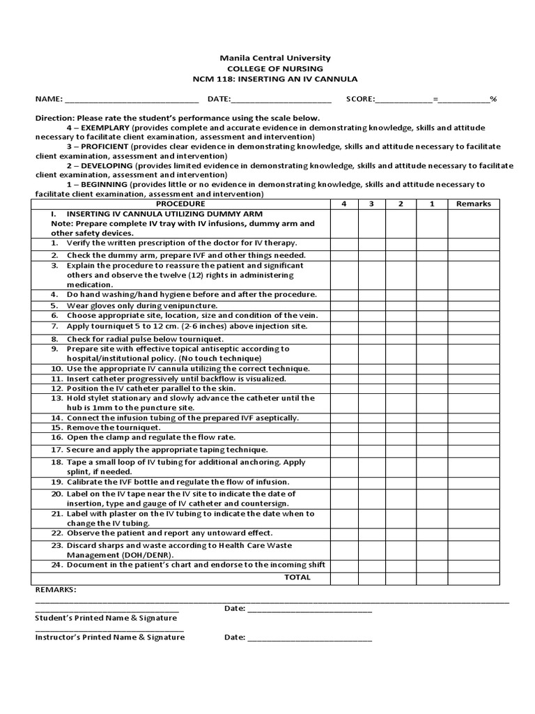 IV Insertion | PDF | Intravenous Therapy | Health Sciences