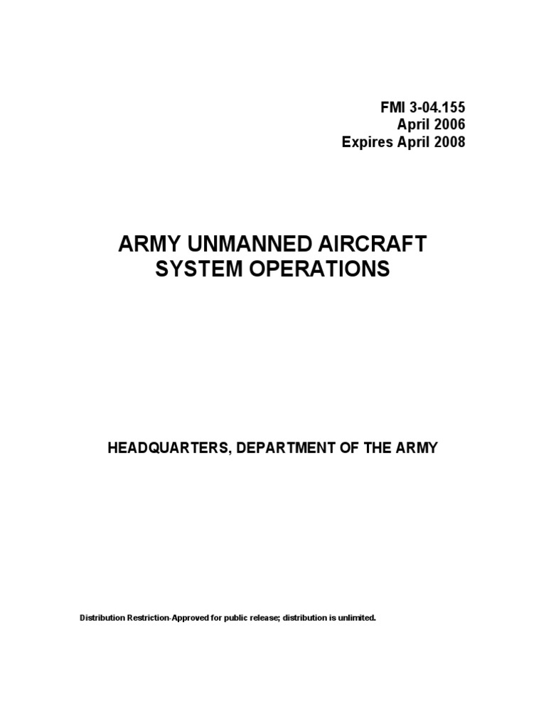 Army Unmanned Aircraft System Operations - FMI 3-04.155 - U.S. Army ...