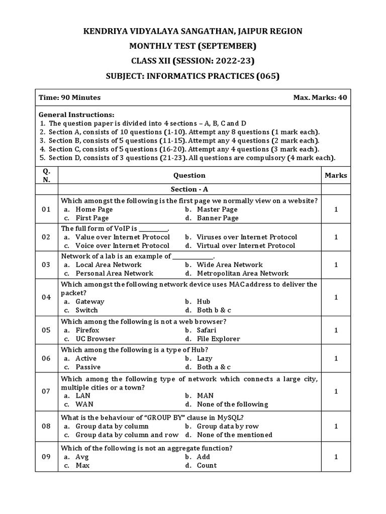 Question Paper | PDF | Computer Network | Internet