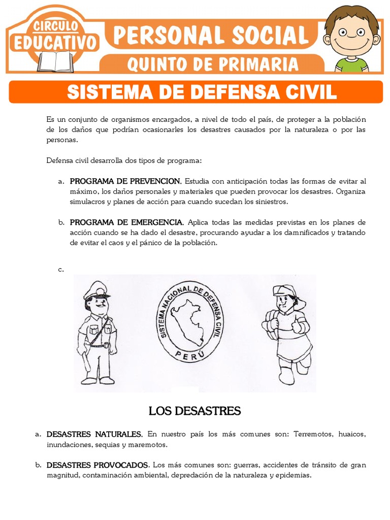 Sistema de Defensa Civil para Quinto de Primaria | PDF | Temblores | Tsunami