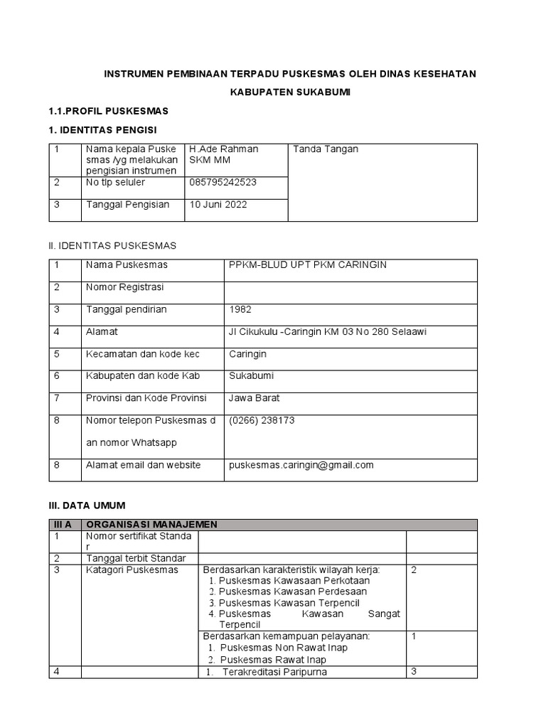 Form Selff Asessmen PTCB | PDF