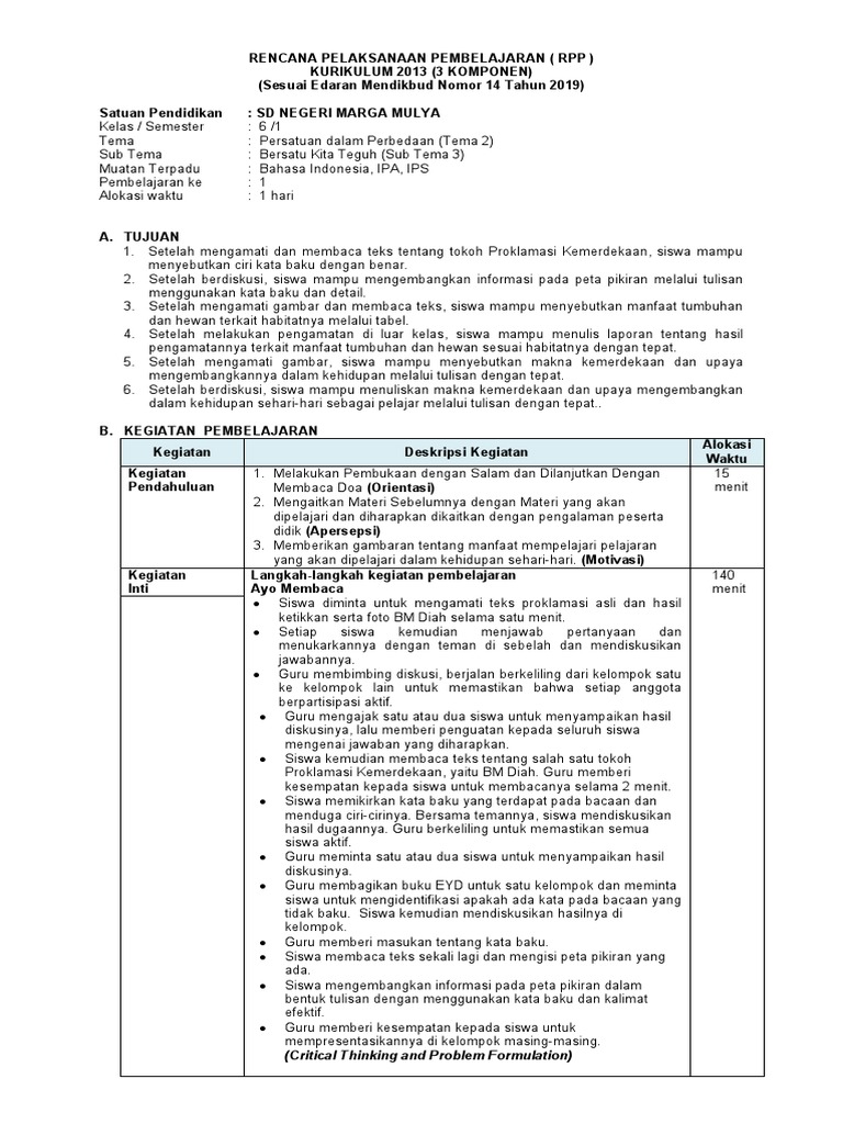 RPP Subtema 3 Tema 2 | PDF
