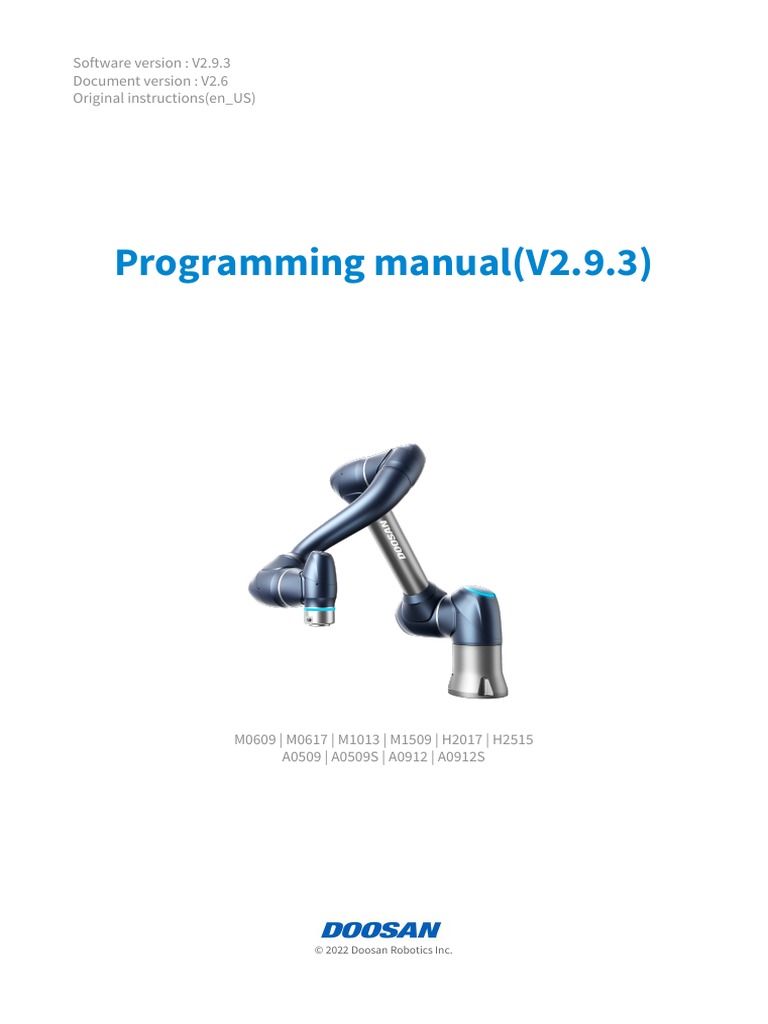Doosan Robotics Programming Manual V2.9.3 v2.6 en | PDF | Port (Computer Networking ...