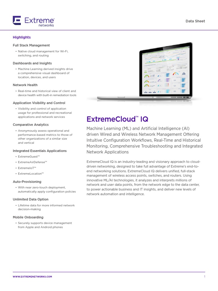 Extremecloud Iq Data Sheet | PDF | Cloud Computing | Computer Network