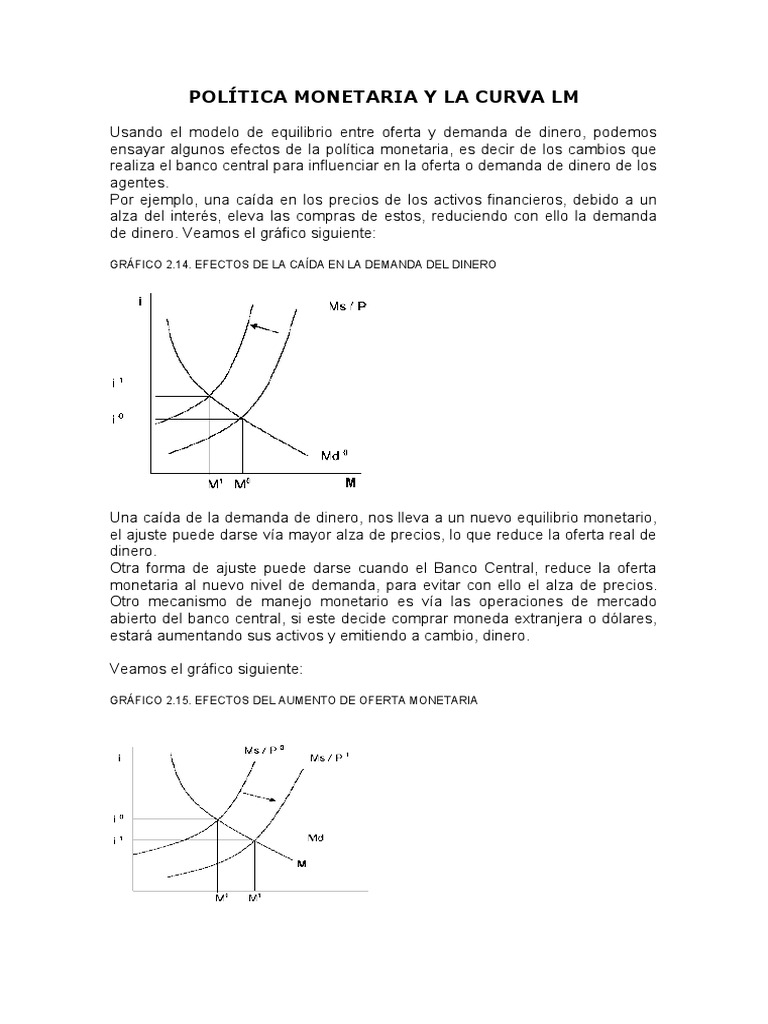 La Politica Monetaria y La Curva LM | PDF | Oferta (economía) | Oferta ...