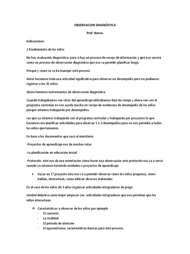 Observacion Diagnóstica | PDF | Evaluación | Aprendizaje