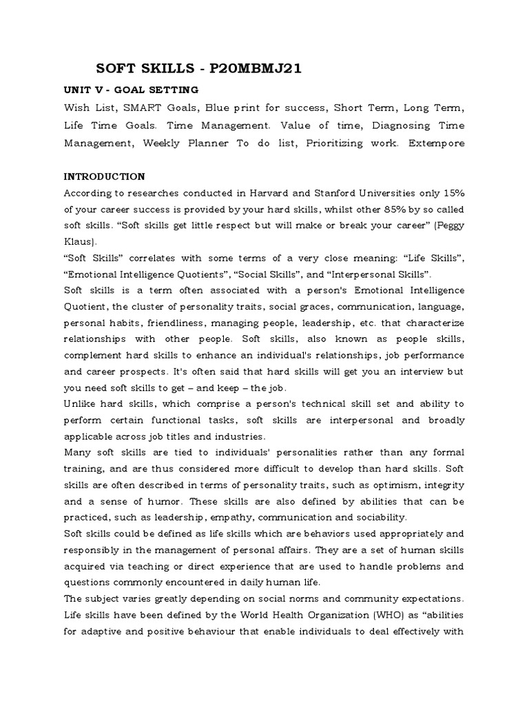 SS-I Unit - 5 Study Materials | PDF | Goal | Critical Thinking