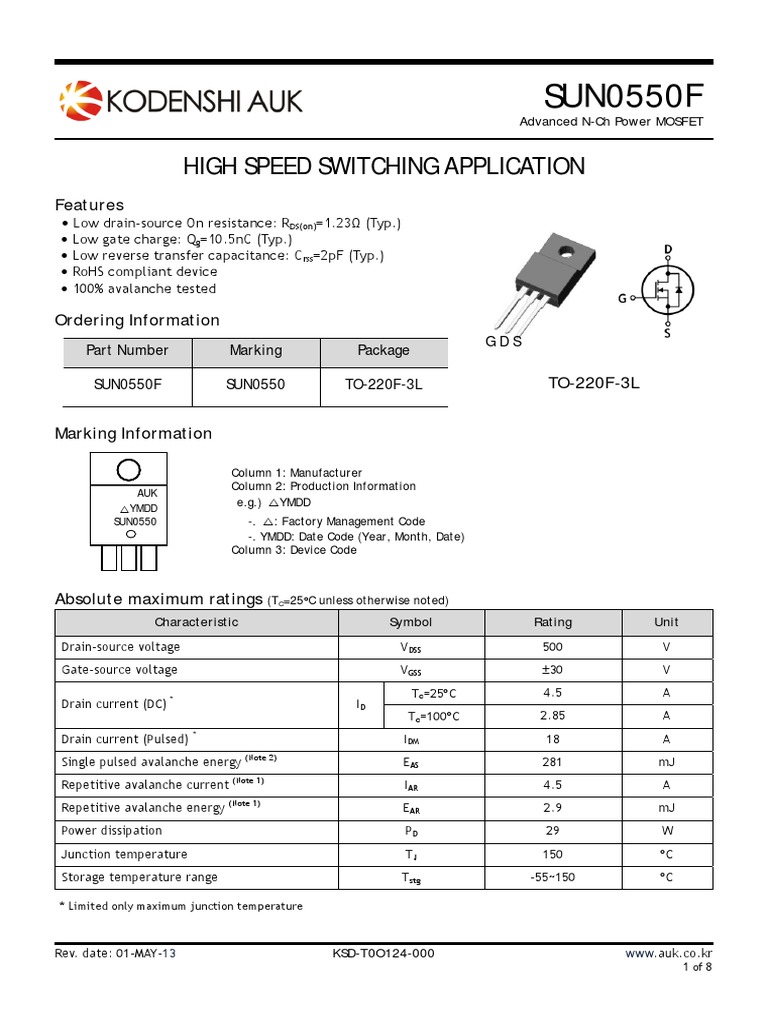 Sun 0550 | PDF | Diode | Field Effect Transistor