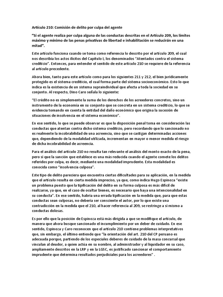 Artículo 210 | PDF | Derecho penal | Castigos