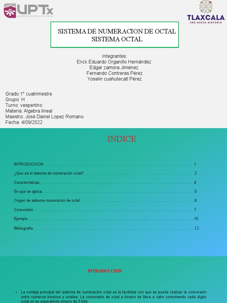 Sistema de Numeracion Octal (1H) | PDF | Números | Matemática Elemental Sistema de Numeracion Octal (1H) | PDF | Números | Matemática Elemental