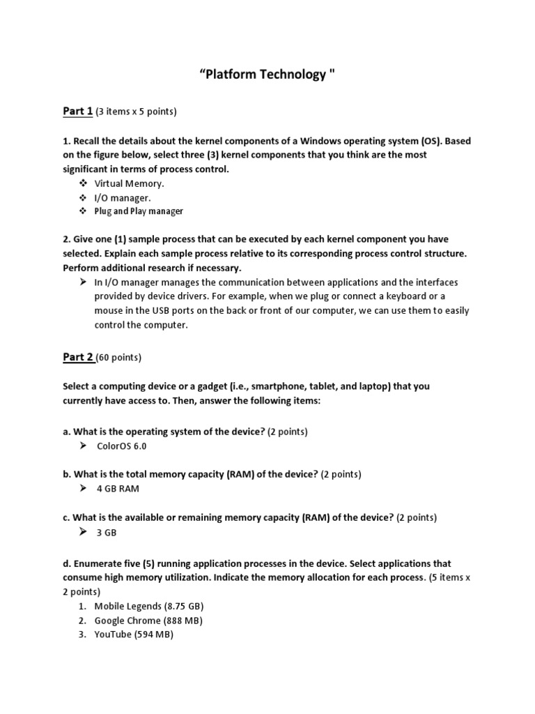02 Task Performance 1 in Platform Technology | PDF | Operating System | Usb
