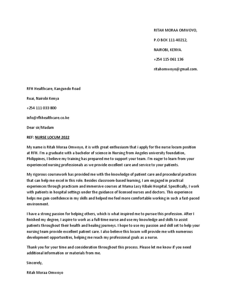 Application for Nurse Locum Position | PDF