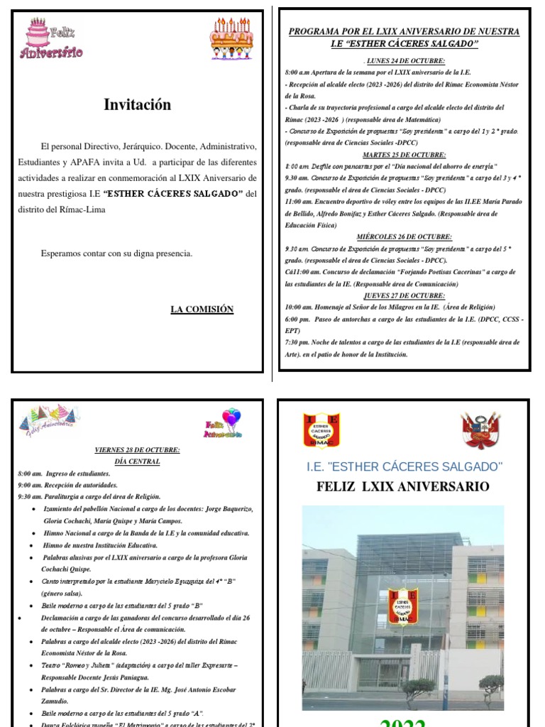 Programa Del Lxix Aniversario Ie Ecs.2022 | PDF