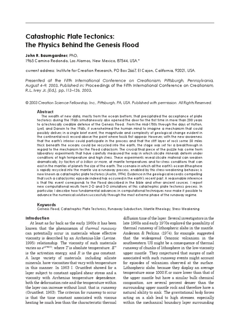 Catastrophic Plate Tectonics The Physics | PDF | Creep (Deformation ...