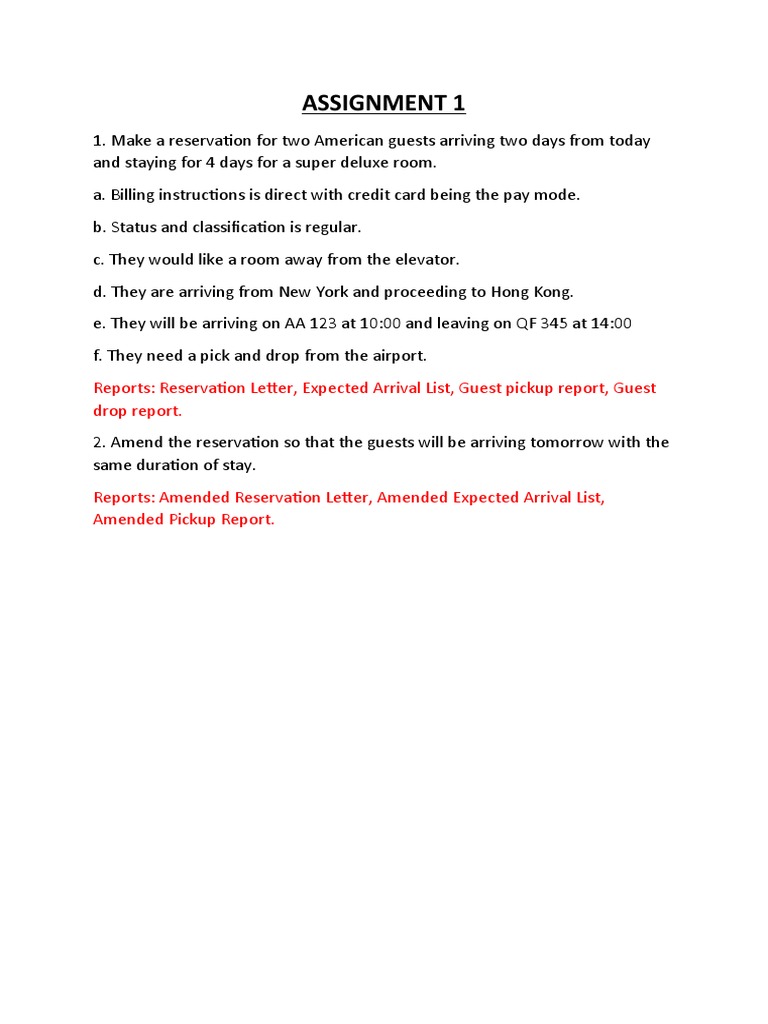 Front Office Assignments | PDF | Point Of Sale | Voucher