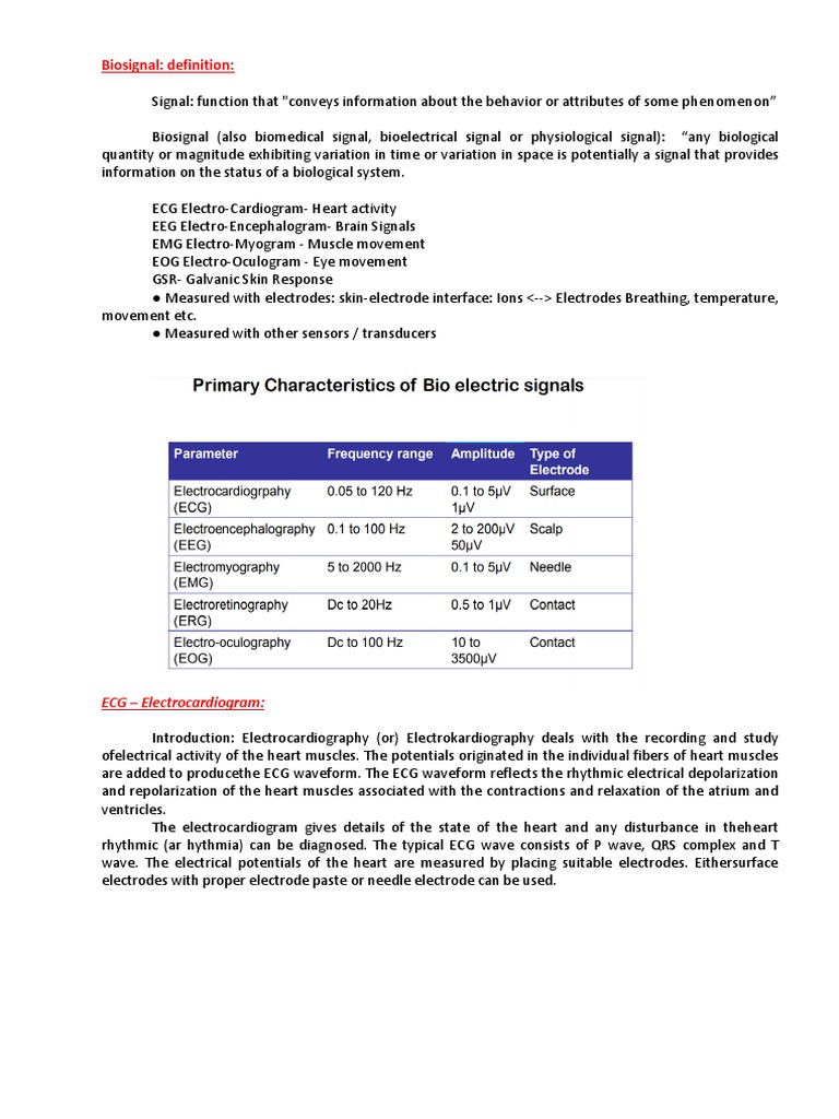 Bio Signal | PDF | Electrocardiography | Electroencephalography