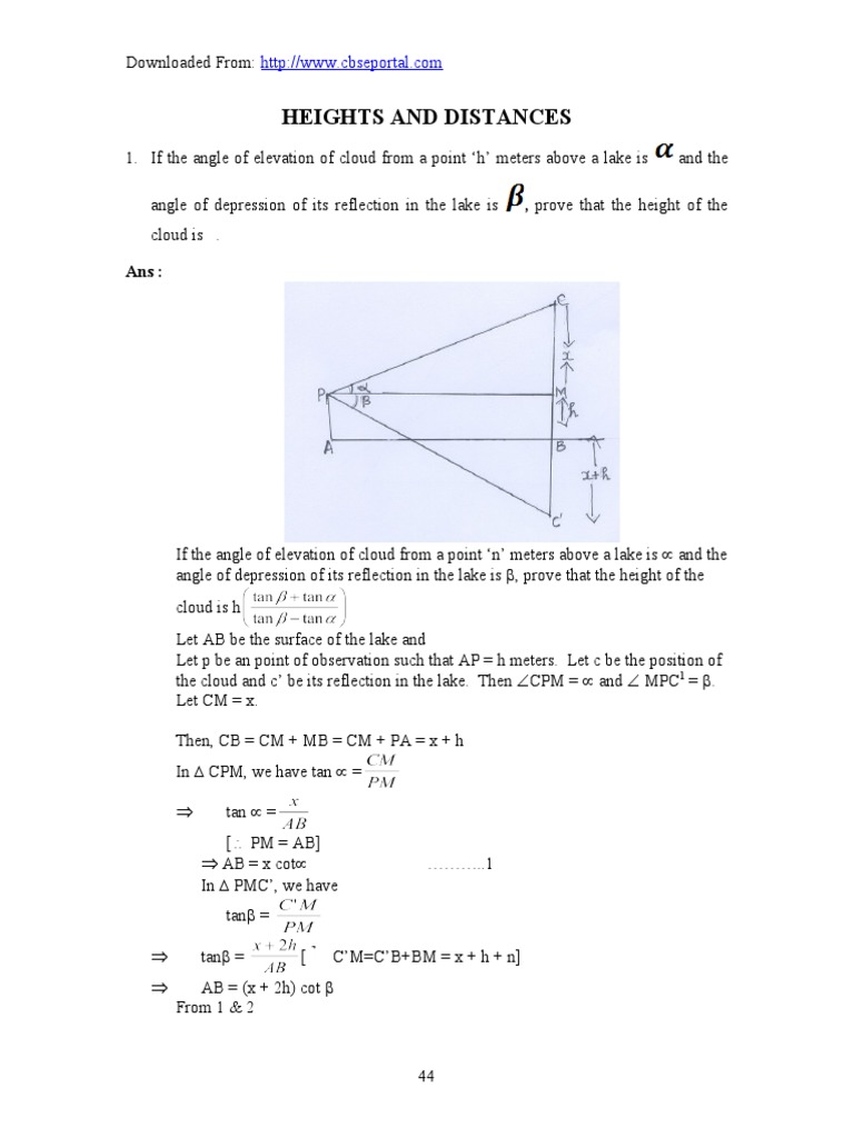 Chapter-6-Ii (Heights & Distance) | PDF | Elementary Geometry | Geometry