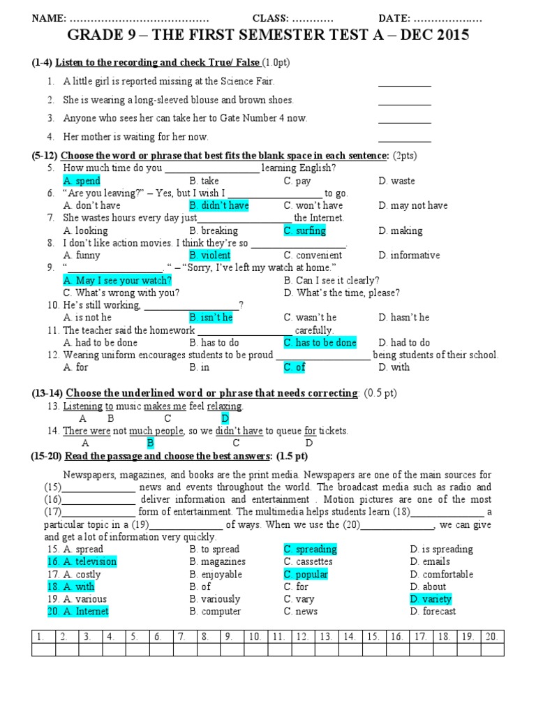 Ac Tests Abcdefghi - HK1 Q 5 2015 - 2016 | PDF | English Language ...