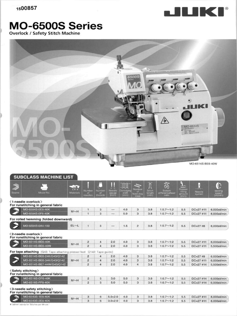 MO-6500S Series: Overlock / Safety Stitch Machine | PDF | Manufactured ...