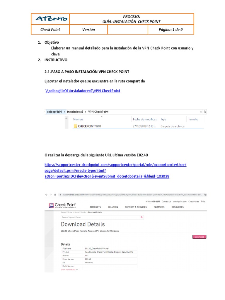 Guía Instalación VPN Check Point | PDF | Desarrollo de software | Redes de computadoras