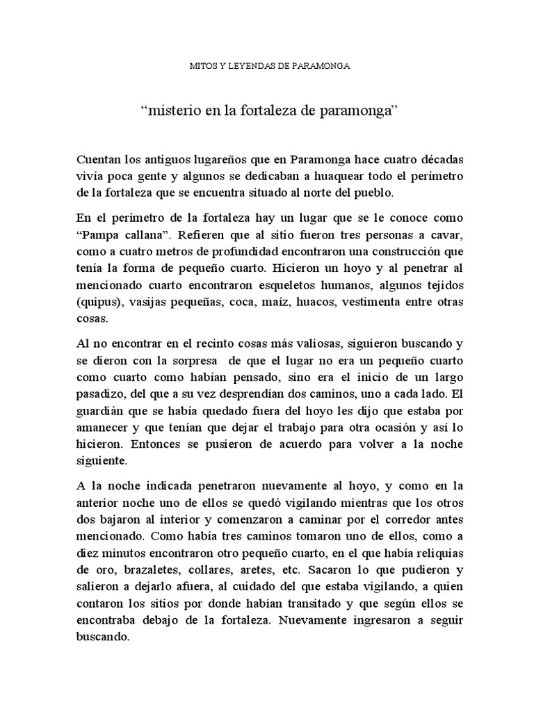 Mitos y Leyendas de Paramonga | PDF
