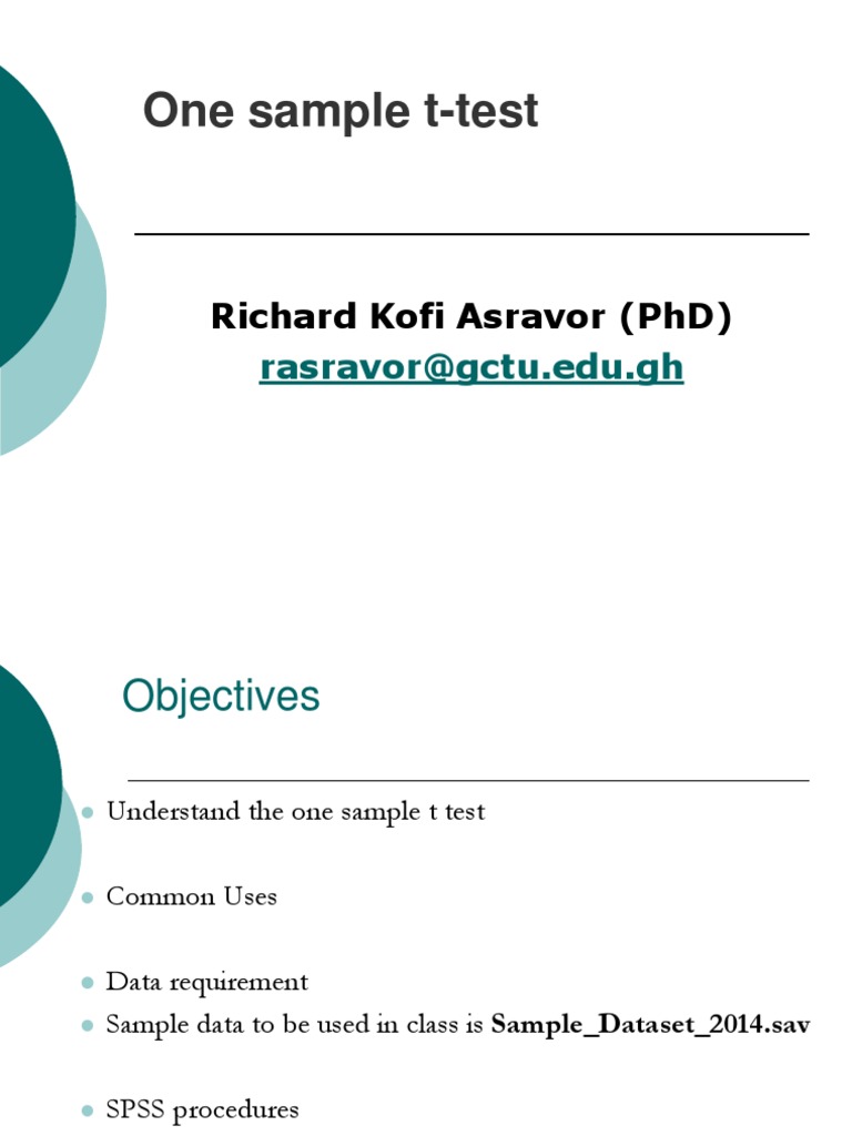 One Sample T Test - SPSS | PDF | Student's T Test | Statistical ...